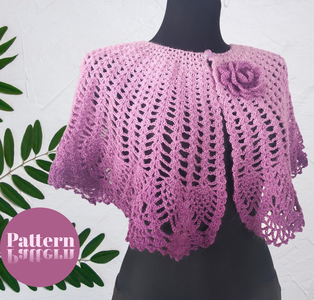 Crochet Lace Capelet PATTERN Large Size, Tutorial, Photo and Diagrams ...