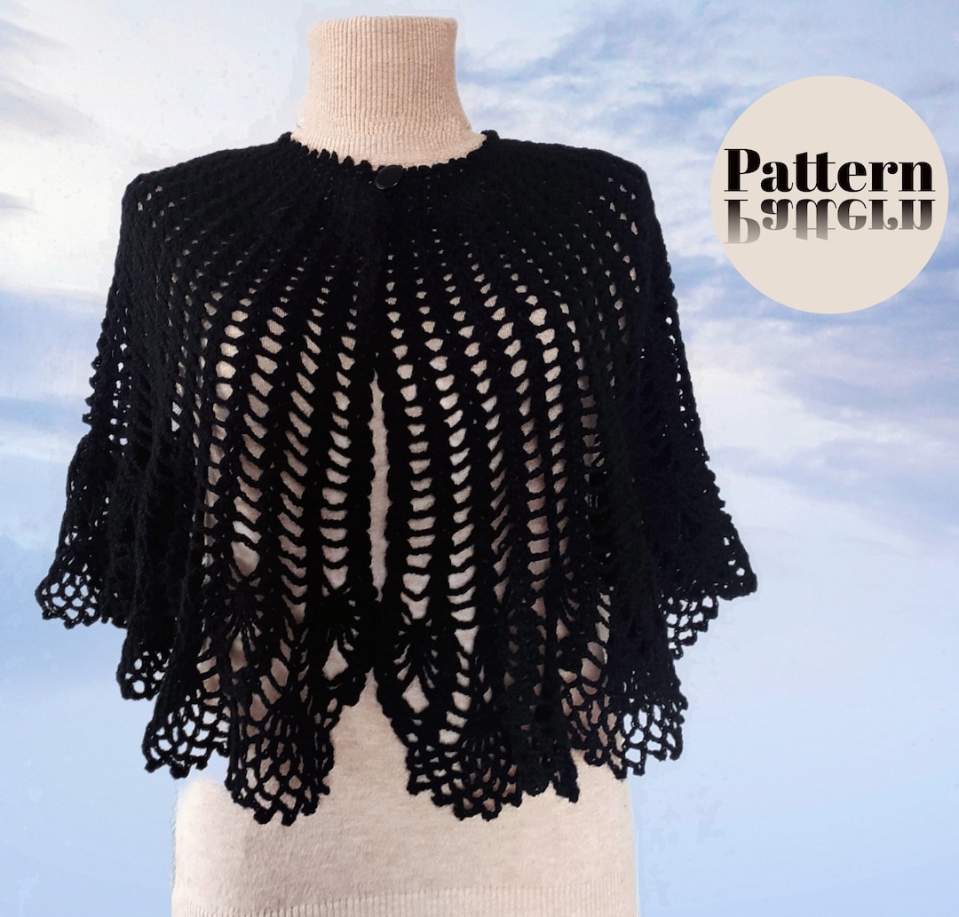 Crochet Lace Capelet PATTERN Large Size, Tutorial, Photo and Diagrams ...