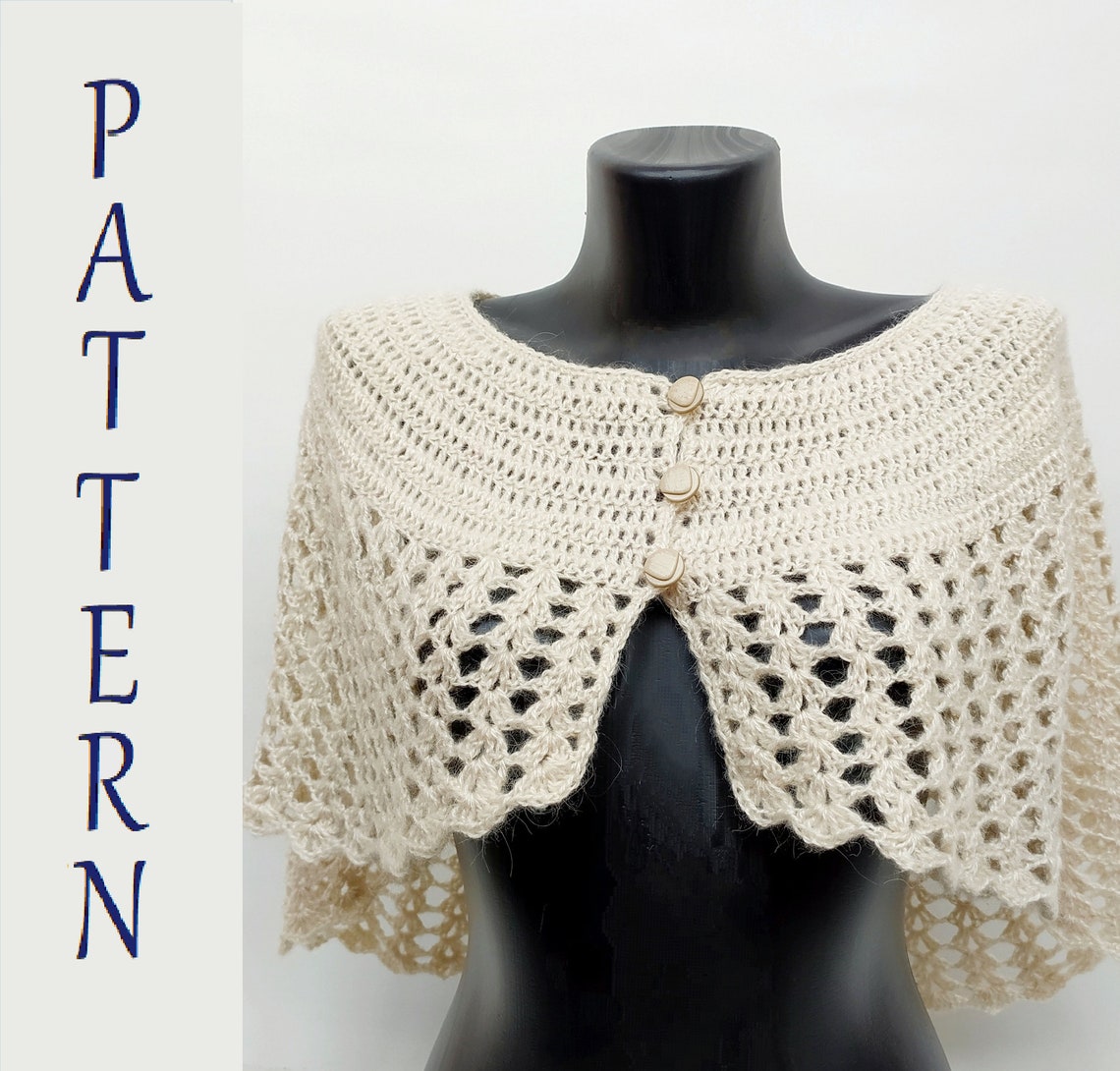 Crochet Lace Capelet PATTERN PDF Tutorials Foto and Diagrams - Etsy