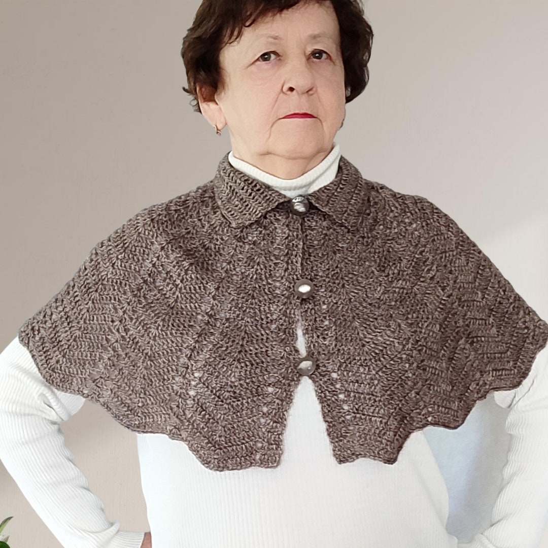 Woman Crochet Capelet With Buttons L, XL, Xxl - Etsy