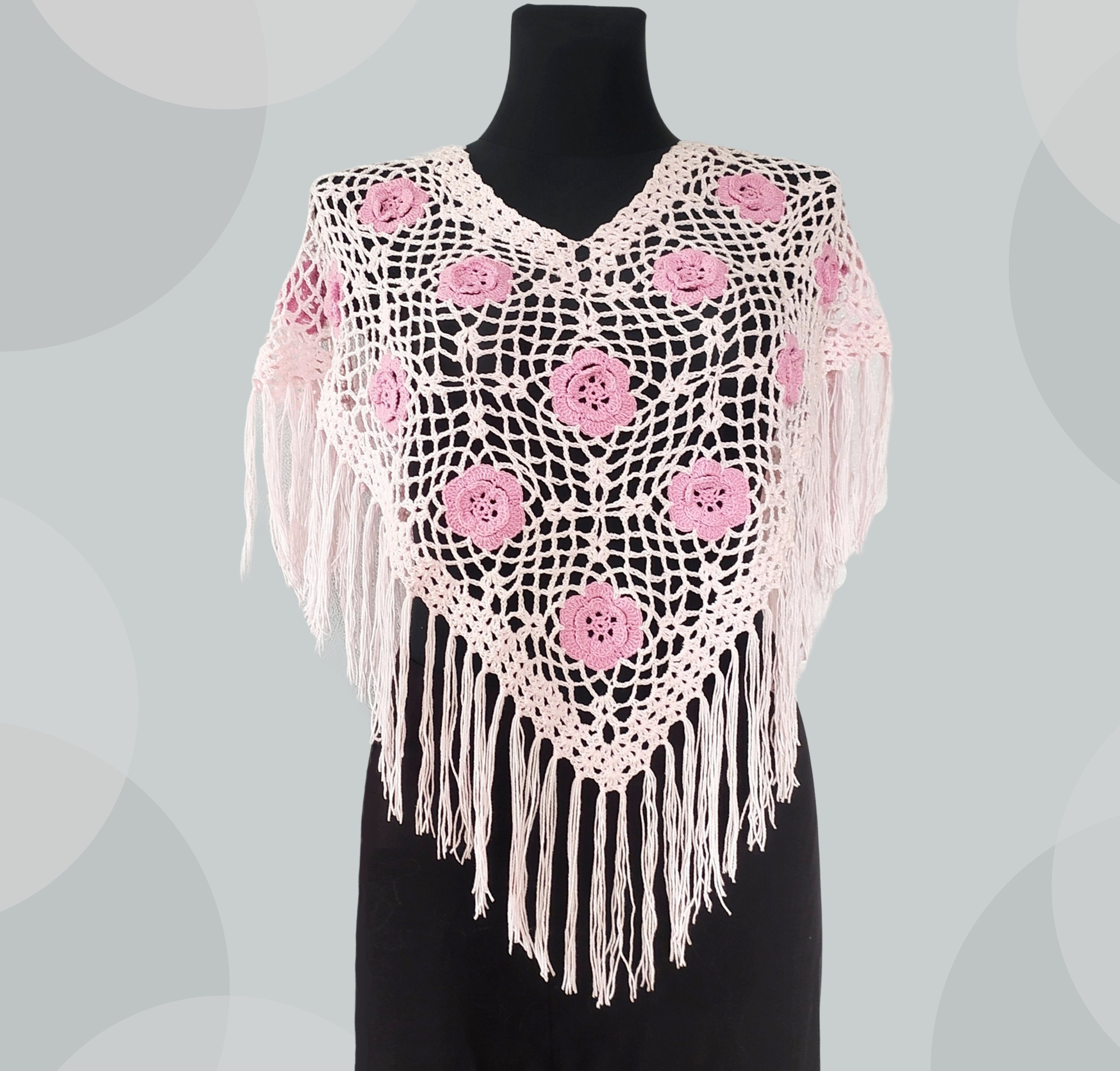 Crochet Lace Capelet Pattern, Granny Square Poncho With Tassels - Etsy