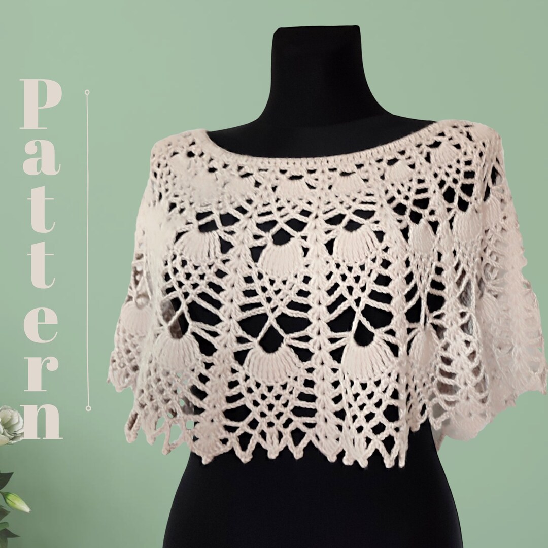Crochet Lace Capelet PATTERN, Tutorial, Photo, and Diagrams - Etsy