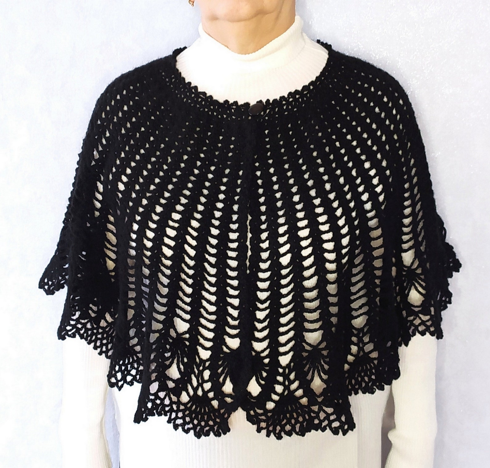 Crochet Lace Capelet PATTERN Large Size, Tutorial, Photo and Diagrams ...