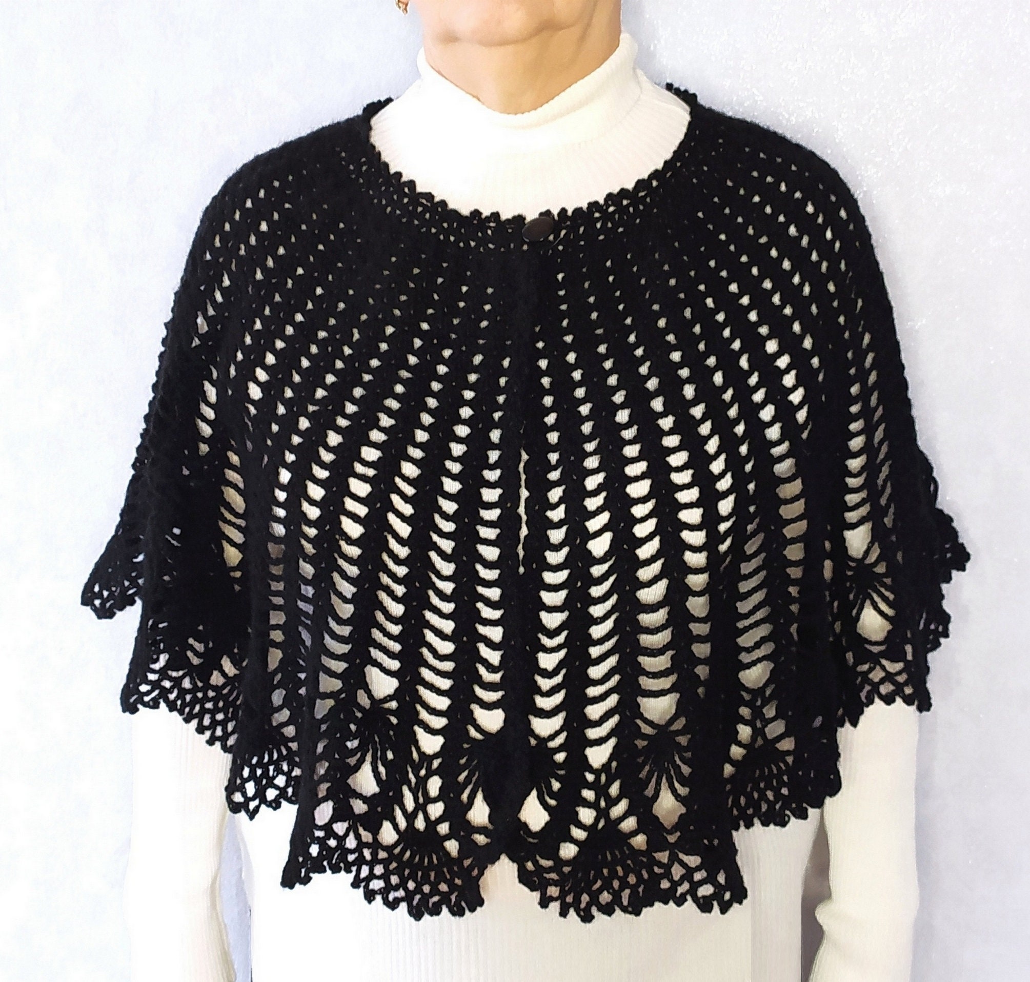Crochet Lace Capelet PATTERN Large Size, Tutorial, Photo and Diagrams ...