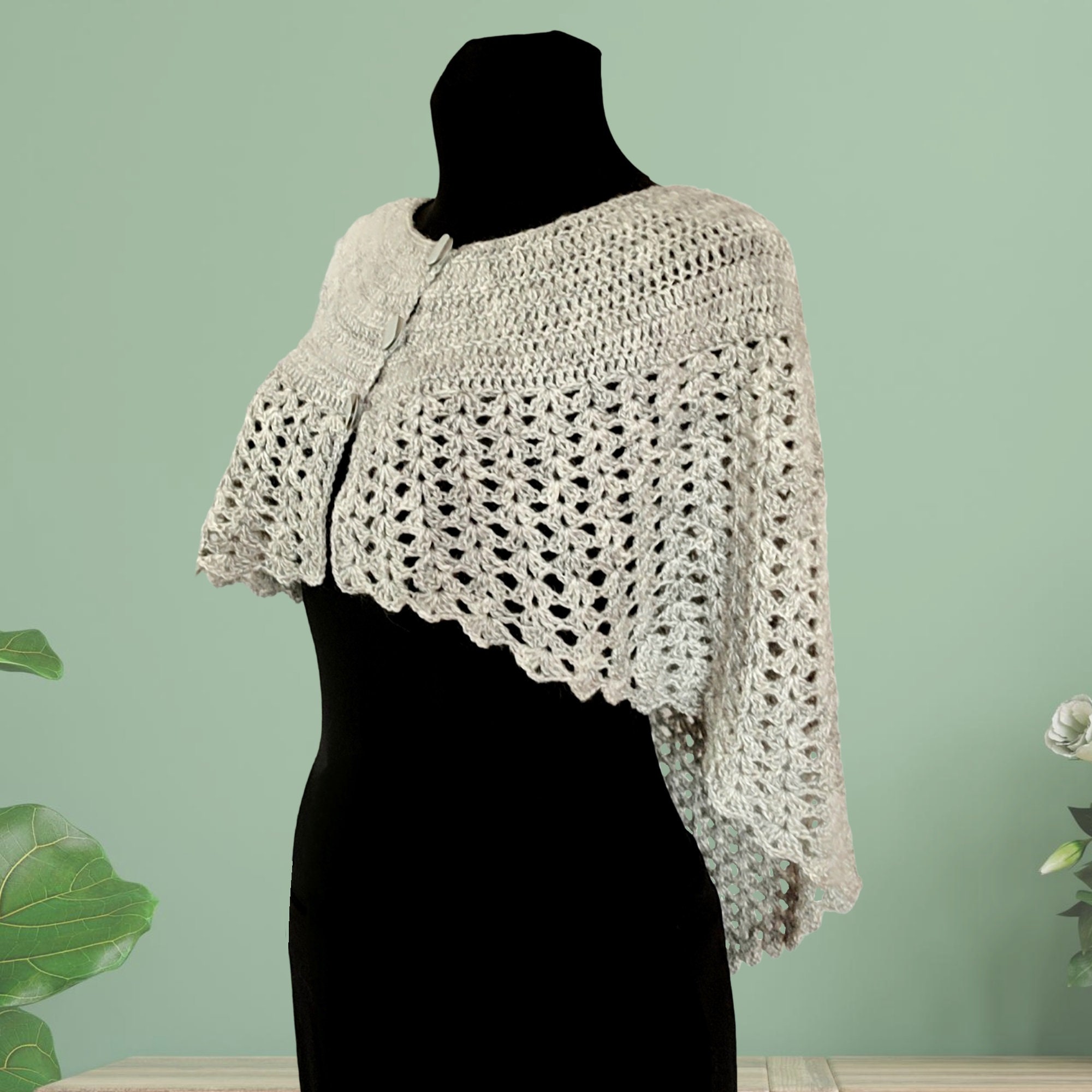 Crochet Lace Capelet PATTERN, Tutorial, Photo, and Diagrams - Etsy