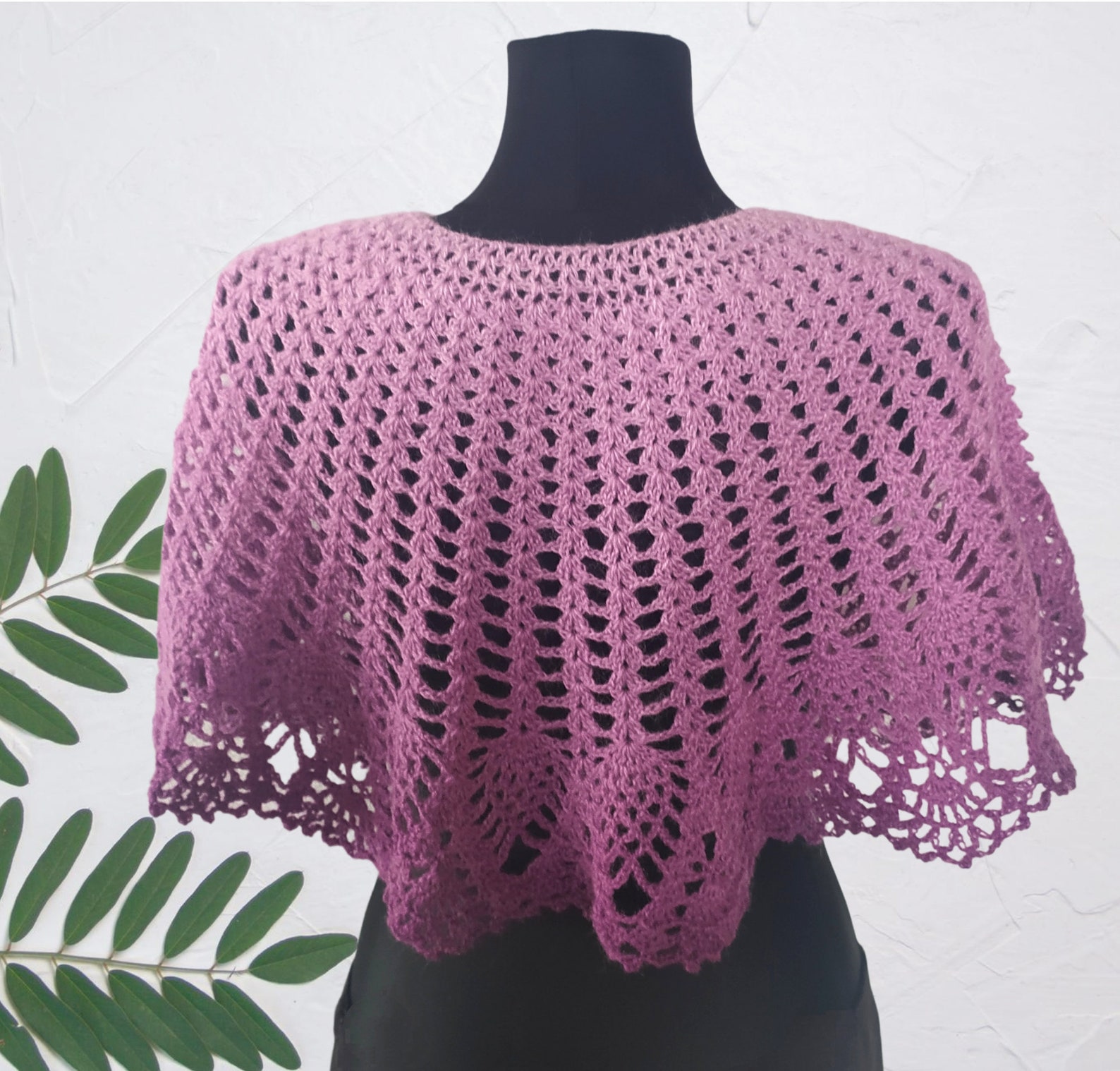 Crochet Lace Capelet PATTERN Large Size Tutorial Photo and - Etsy