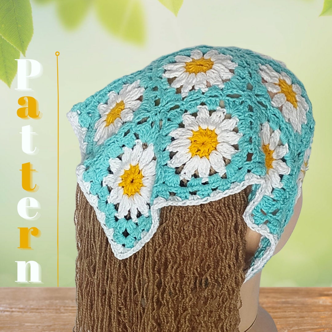 Crochet Summer Bandana Pattern, Tutorial, Photo and Diagrams - Etsy