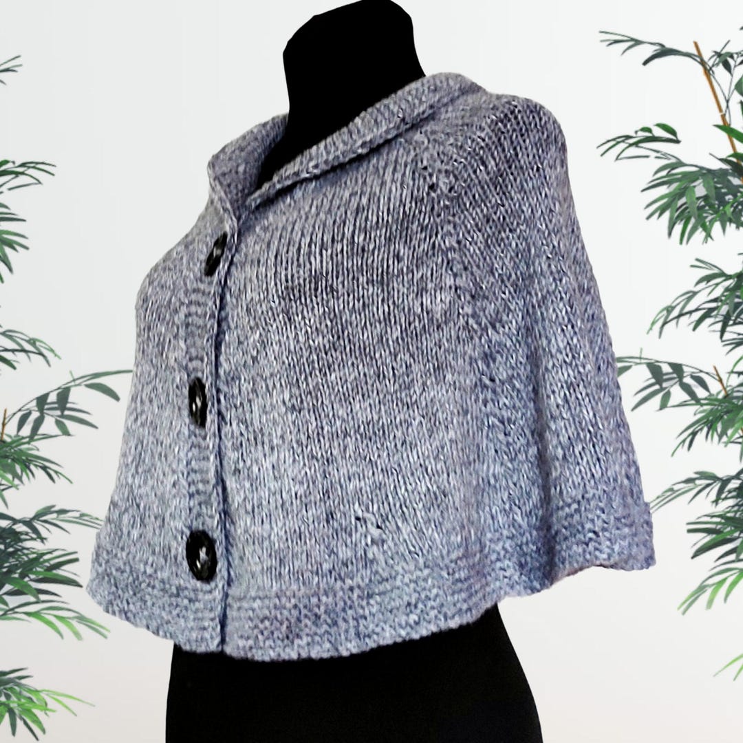 Knit Capelet With Buttons for Women, Oversize - Etsy