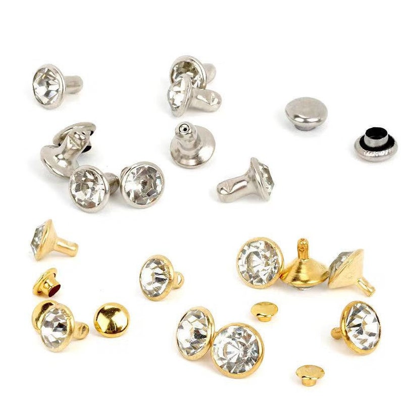 Crystal Rhinestone Rivets: Brass Snap Rivets for Leather Crafting - Etsy