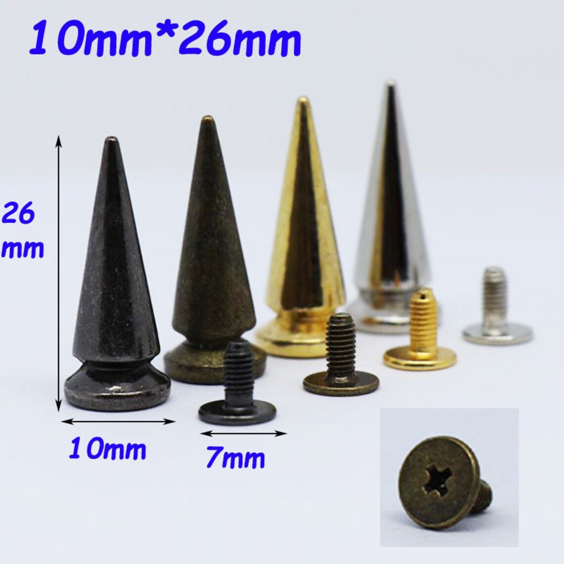 50 Full Sets Bullet Punk Spikes---leather Crafts Screw Punk Studs ...