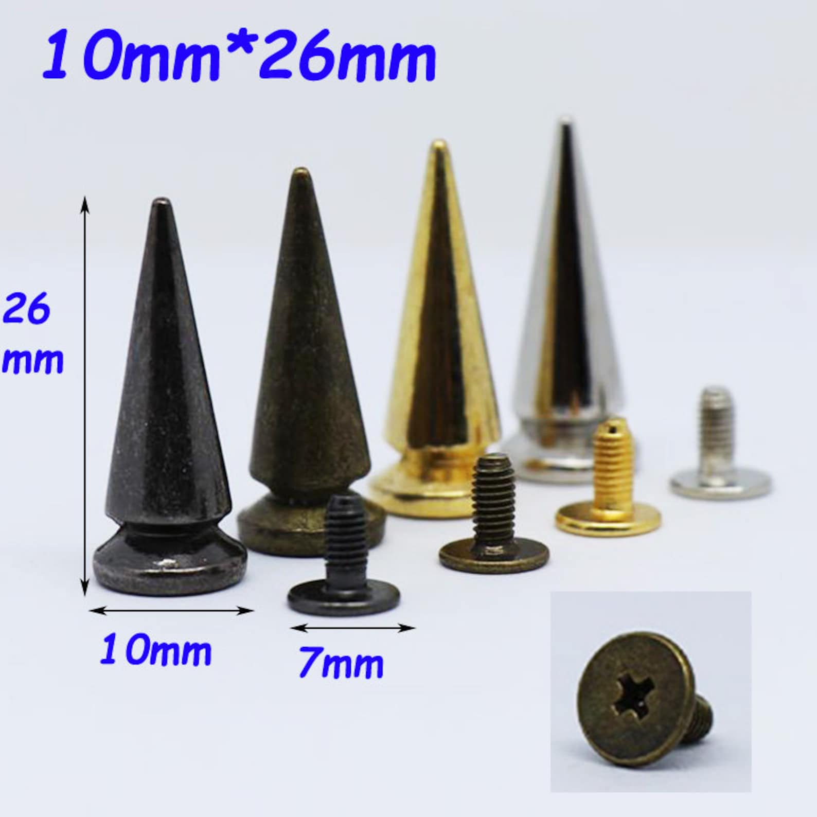 50 Full Sets Bullet Punk Spikes---leather Crafts Screw Punk Studs ...