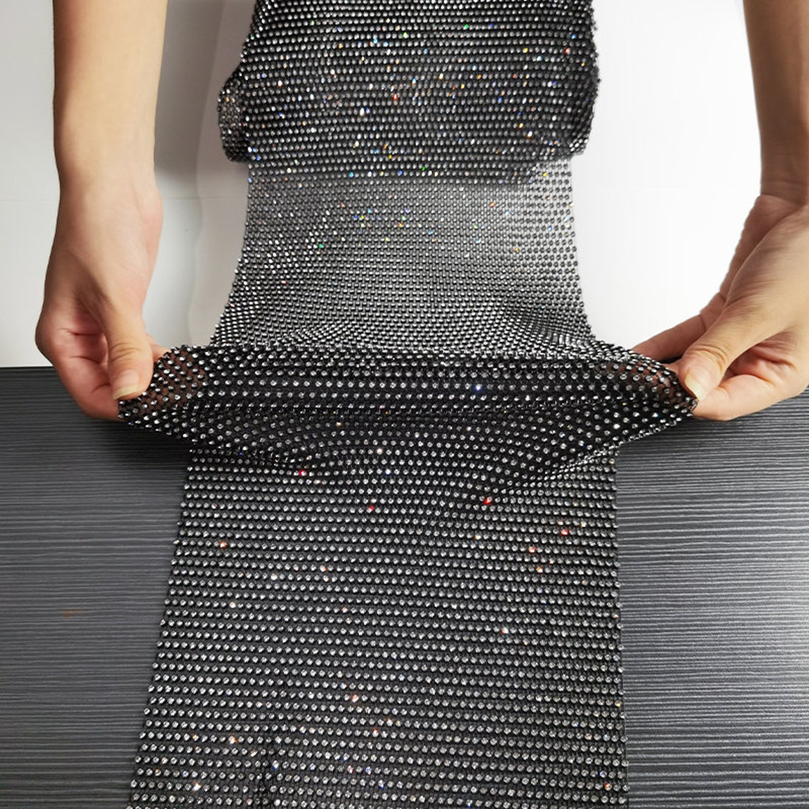 Dehnbarer Strassstoff --Strass Weich Stretch Mesh Stoff Elastisch ...