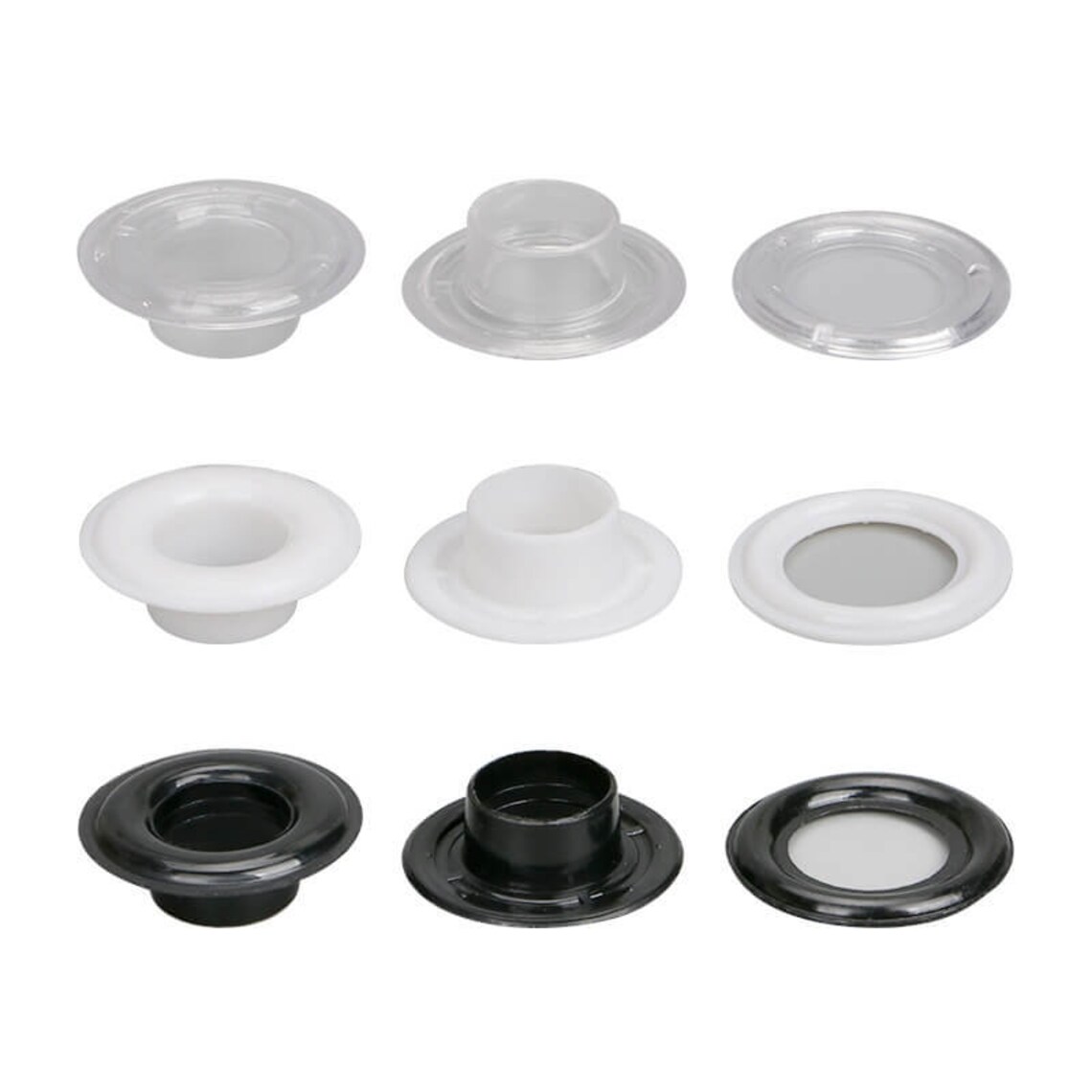 50 Sets Plastic Grommets: White, Black, Clear - Eyelet Fasteners - Etsy