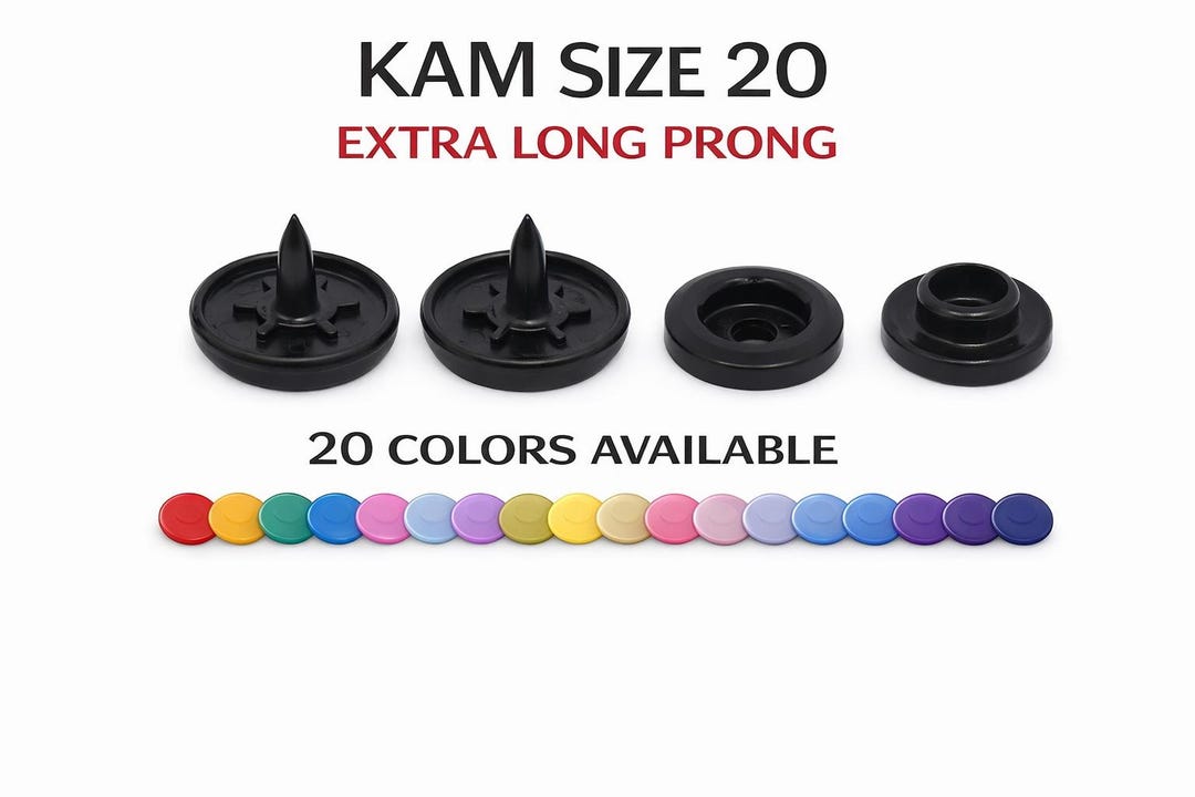400 KAM Plastic Snaps – Size 20 Extra Long Prong, 20 Colors - Etsy