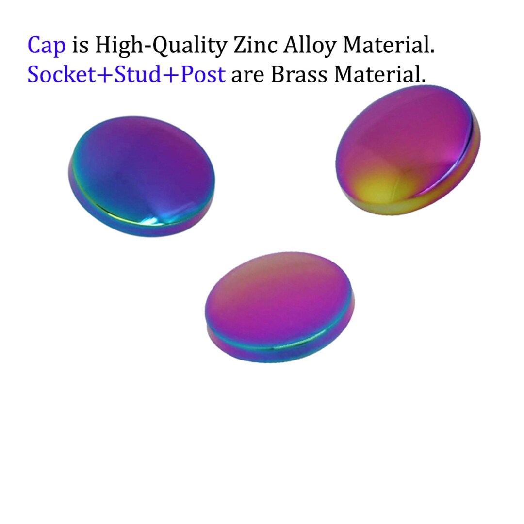 20 Sets Rainbow Caps Utility Spring Metal Snaps---heavy Duty Snaps for ...