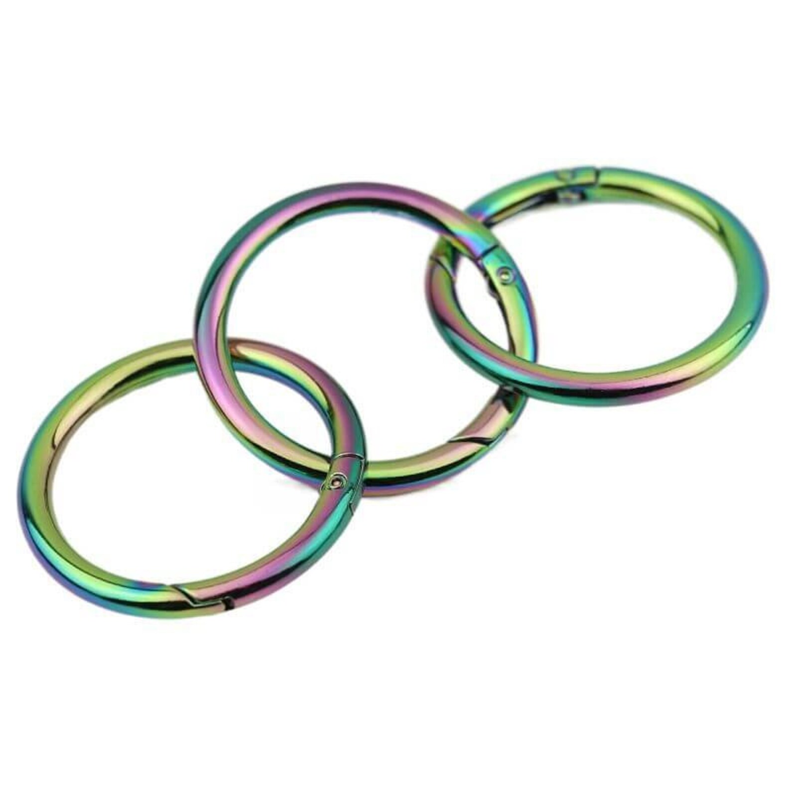5 PCS Rainbow Round Spring Hook Ring-round Carabiner Rainbow Spring Key ...