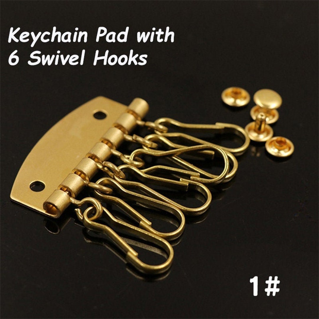 Solid Brass Keychain Pad With Swivel Hooks: Leathercraft Keyring ...