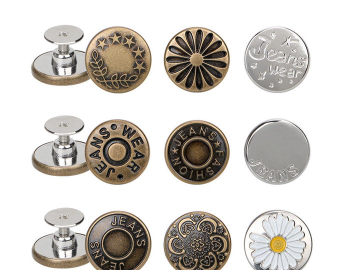 10 Sets Metal Jeans Buttons: No-sew Jean Tacks, 17mm - Etsy