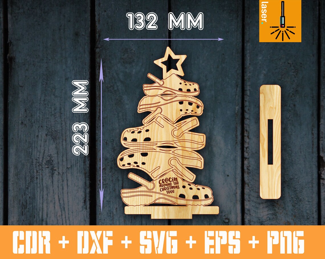 Crocin Around the Christmas Tree Template for Laser | Cnc Vector ...