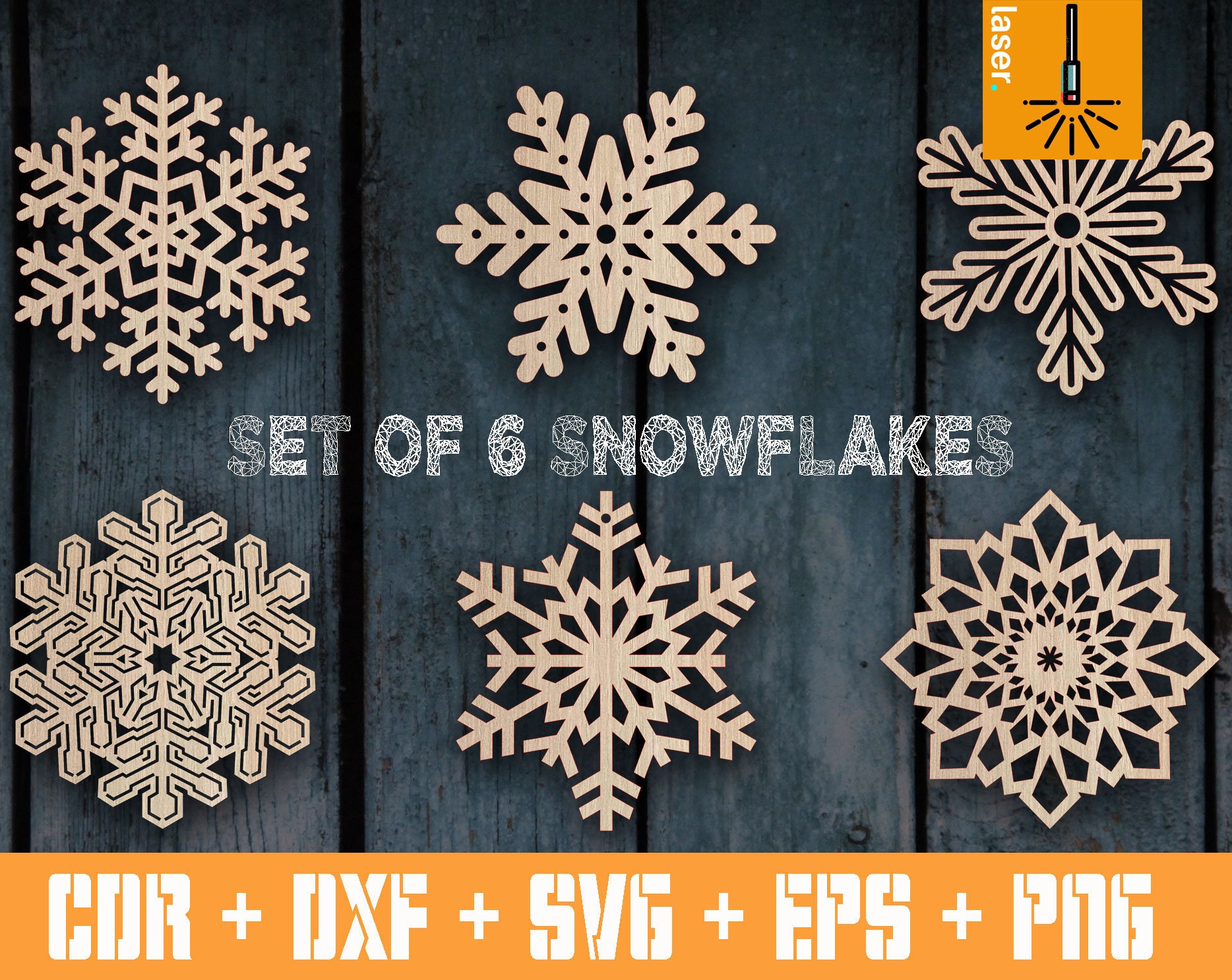 Christmas Snowflake Decoration Set Cnc Vector Xmas Decor - Etsy