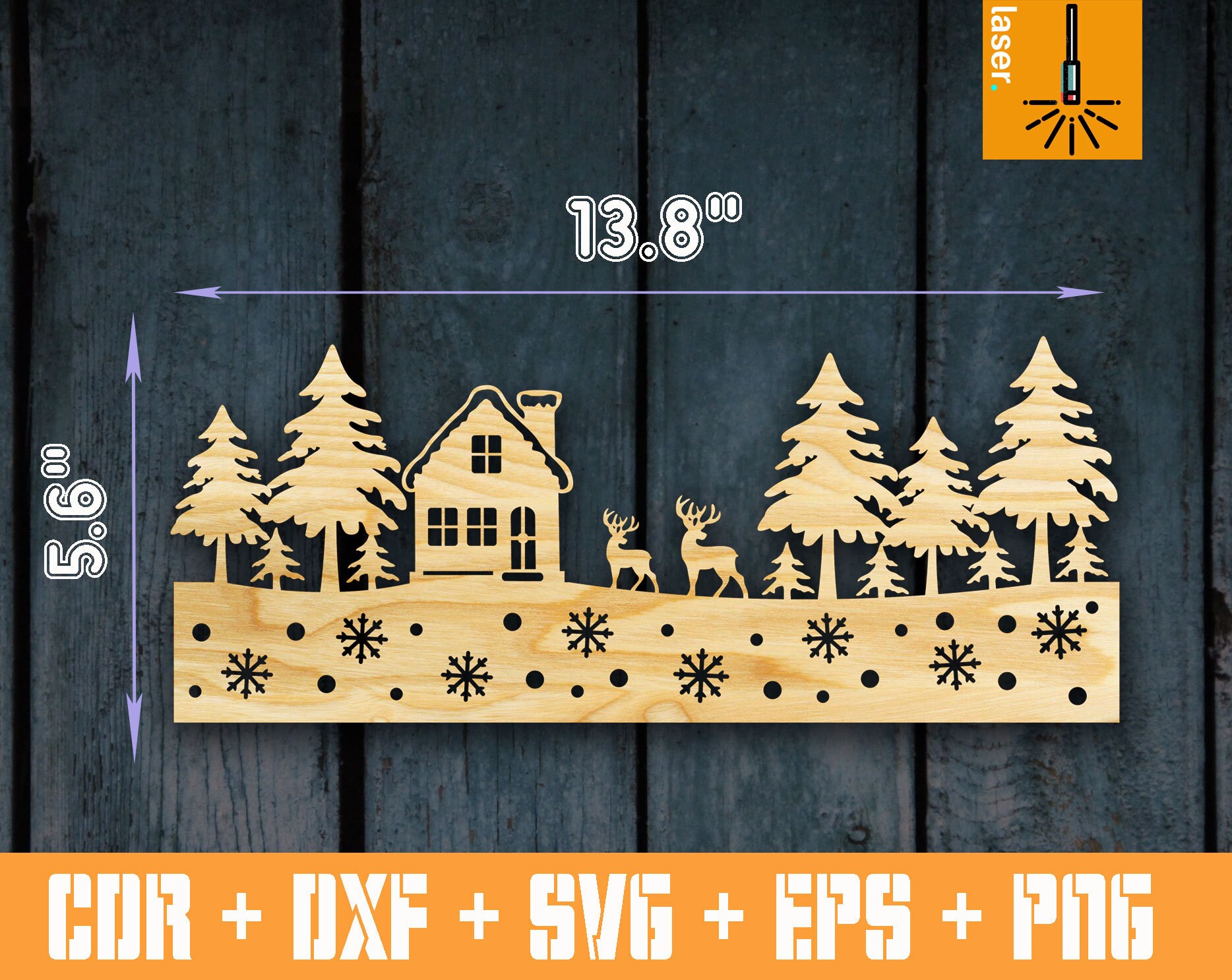Christmas Village Cnc Cut Standing Vector File Template | Etsy