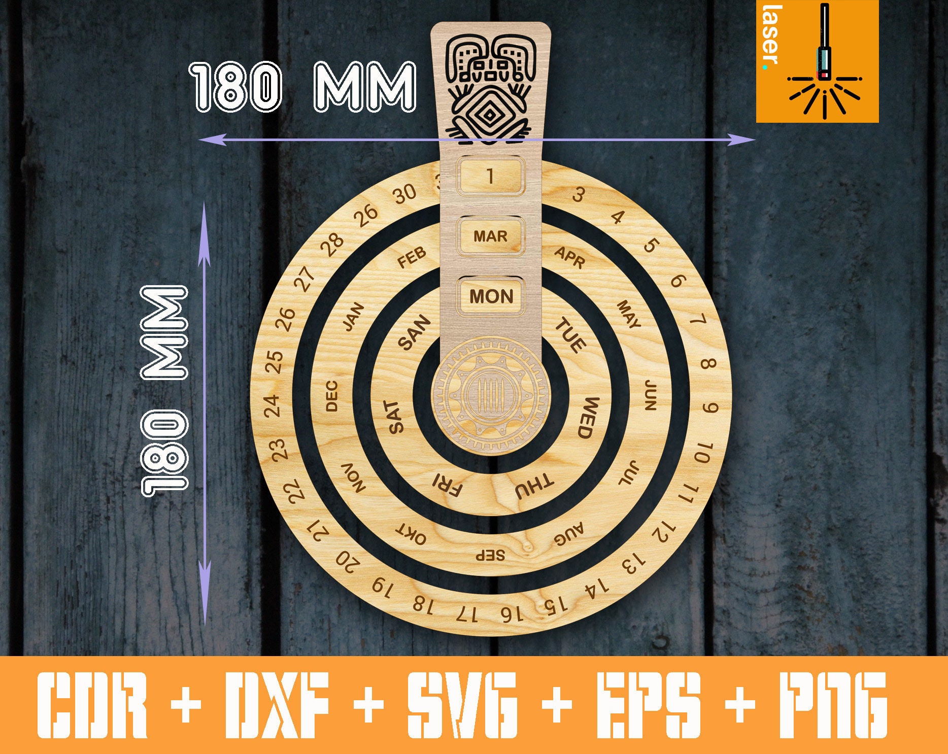 Perpetual Calendar for Laser Cut Svg, Circle Calendar Laser Cut ...