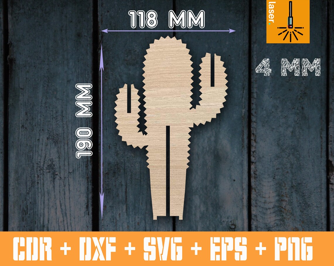 CNC FILES, Cactus With Flower Cdr, Cnc Plans, Cut Files, Cnc Dxf, Cnc ...