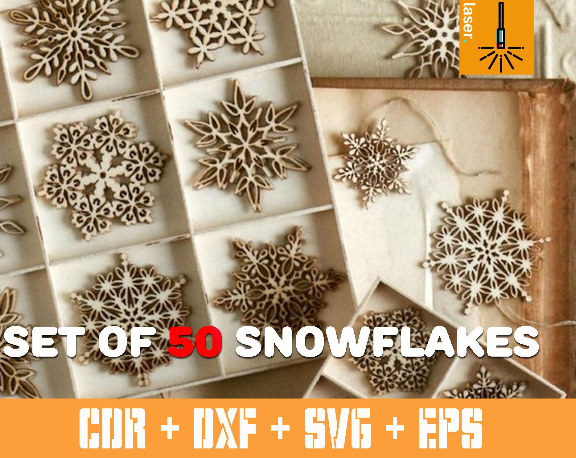 SET of 50 Christmas Snowflakes Decorations Christmas Decor - Etsy