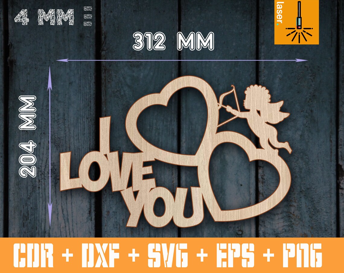 I Love You Photo Frame for Valentines Day Vector Cnc - Etsy