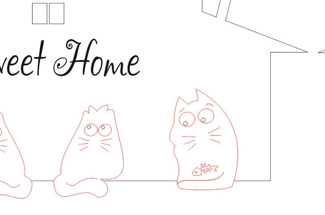 4 Cats Key Holder. Key Keeper Laser Cut Template. Cnc Files | Etsy