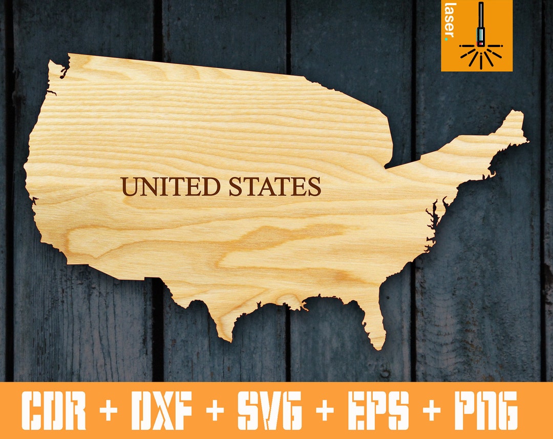 USA Map Svg. United States Map Laser Cut Template. Cnc File Vector Cnc ...