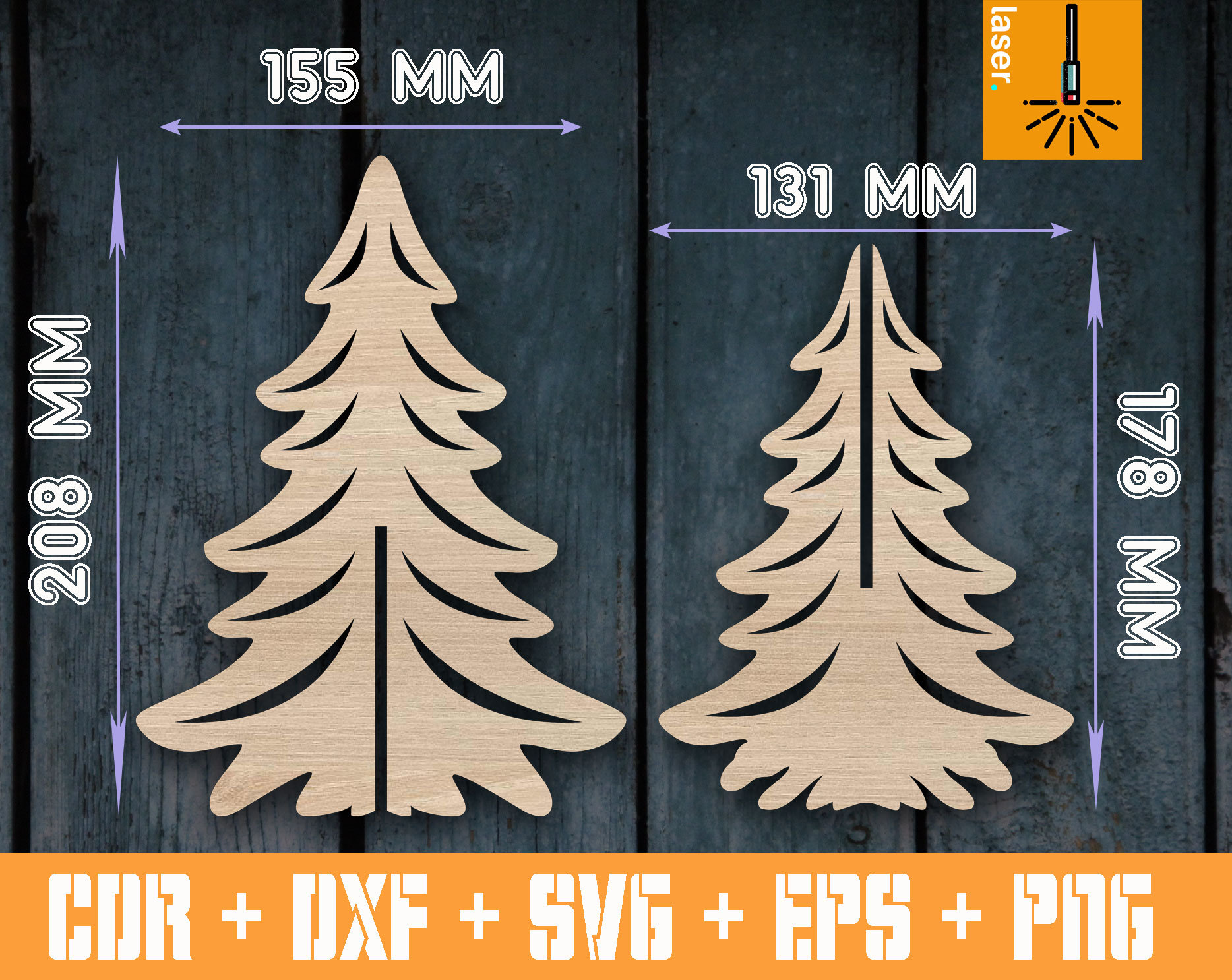 Christmas Set of Tree and Deer for Laser | Cnc Vector Standing ...