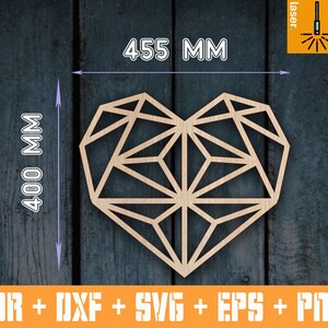 Polygonal Heart Decor for Laser Cut. Cnc Files. CNC. Cnc Vector. Cnc ...