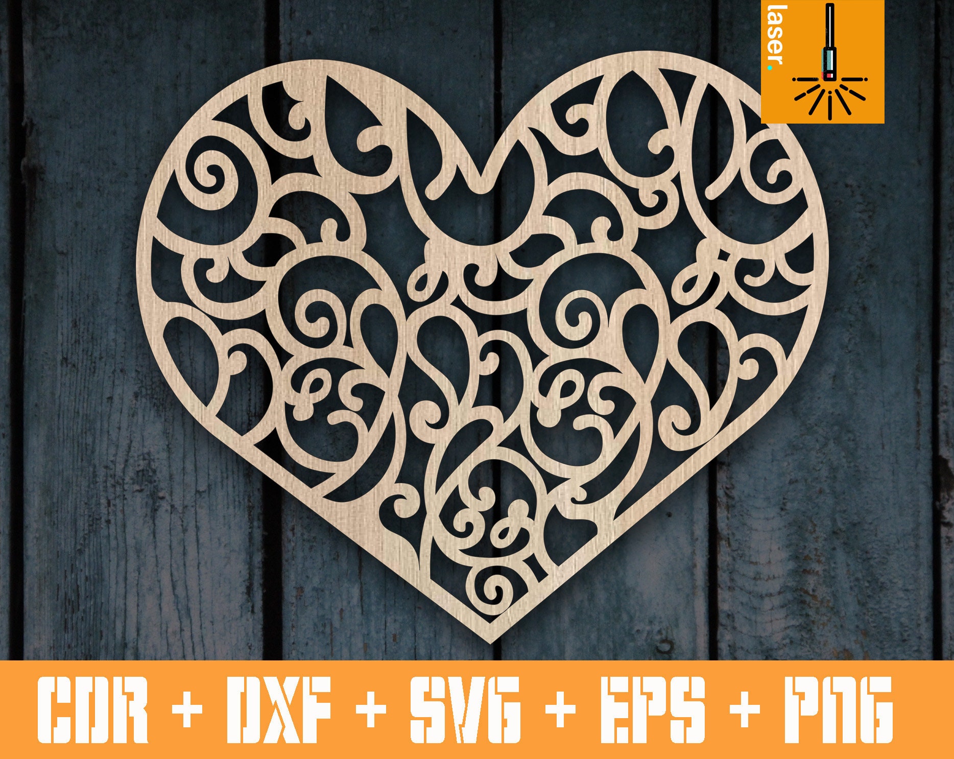 Laser geschnitten Herz Dekor. Cnc-Dateien. Cnc. Cnc-Vektor. Cnc-Pläne ...