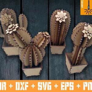 CNC FILES, Cactus With Flower Cdr, Cnc Plans, Cut Files, Cnc Dxf, Cnc ...