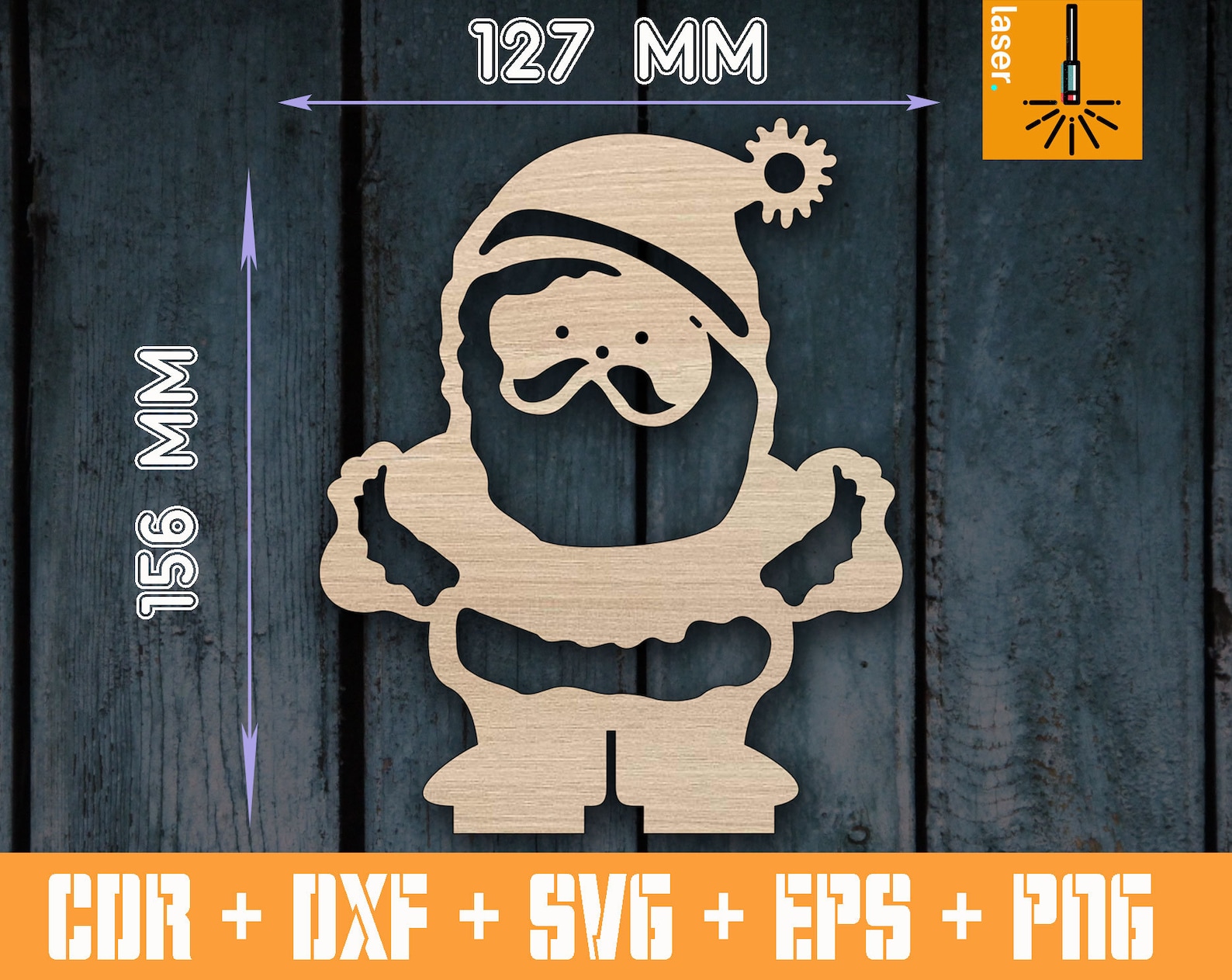 Santa Claus for Laser Cut Cnc Vector Standing Santa Claus - Etsy