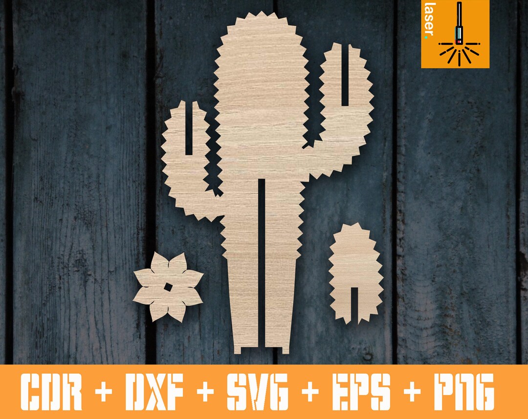 CNC FILES, Cactus With Flower Cdr, Cnc Plans, Cut Files, Cnc Dxf, Cnc ...