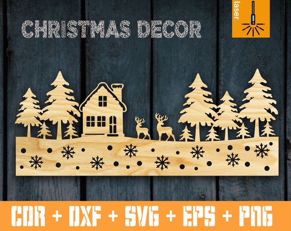 Christmas Village Cnc Cut Standing Vector File Template | Etsy