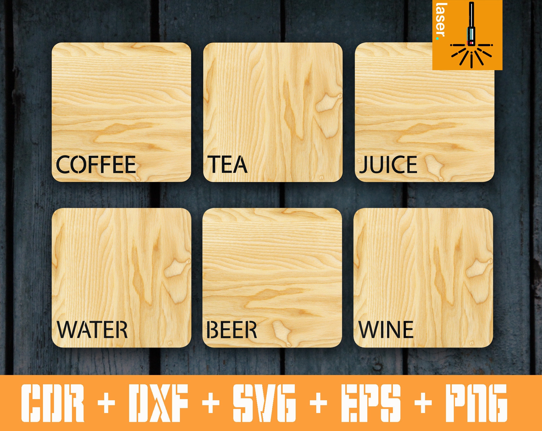 Coasters Vector Laser Cut File SVG/DXF/CDR - Etsy