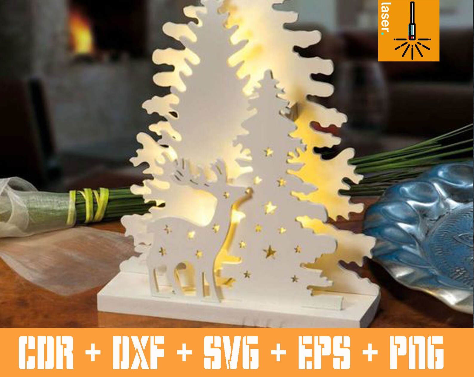 Christmas Forest With Deer for Laser Cut Cnc Vector Standing - Etsy