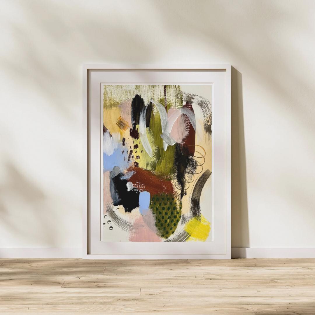 Original Abstract Acrylic Painting on A3 Paper + Optional A4 Fine Art ...