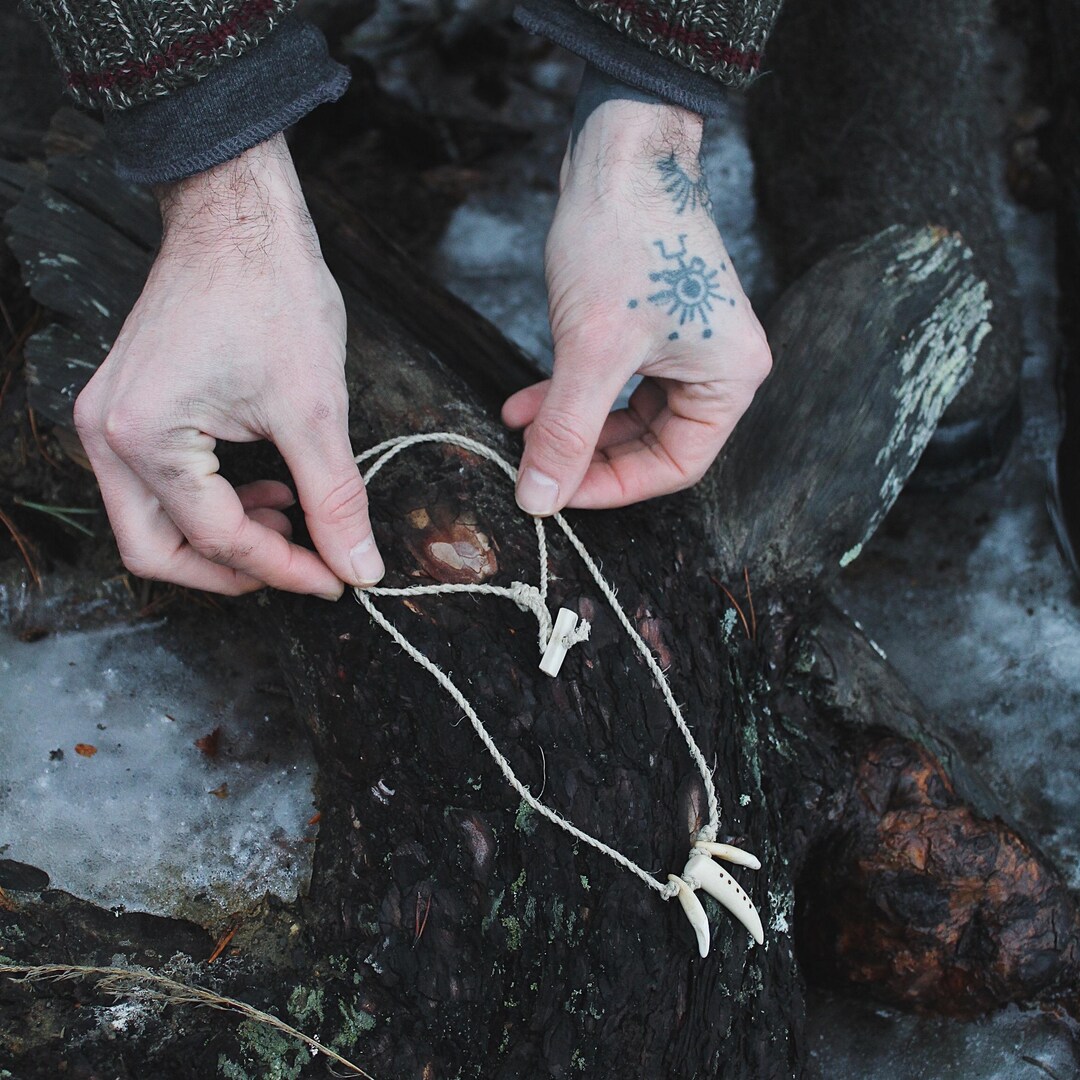 Handmade Deer Antler and Fox Teeth Pendant - Etsy