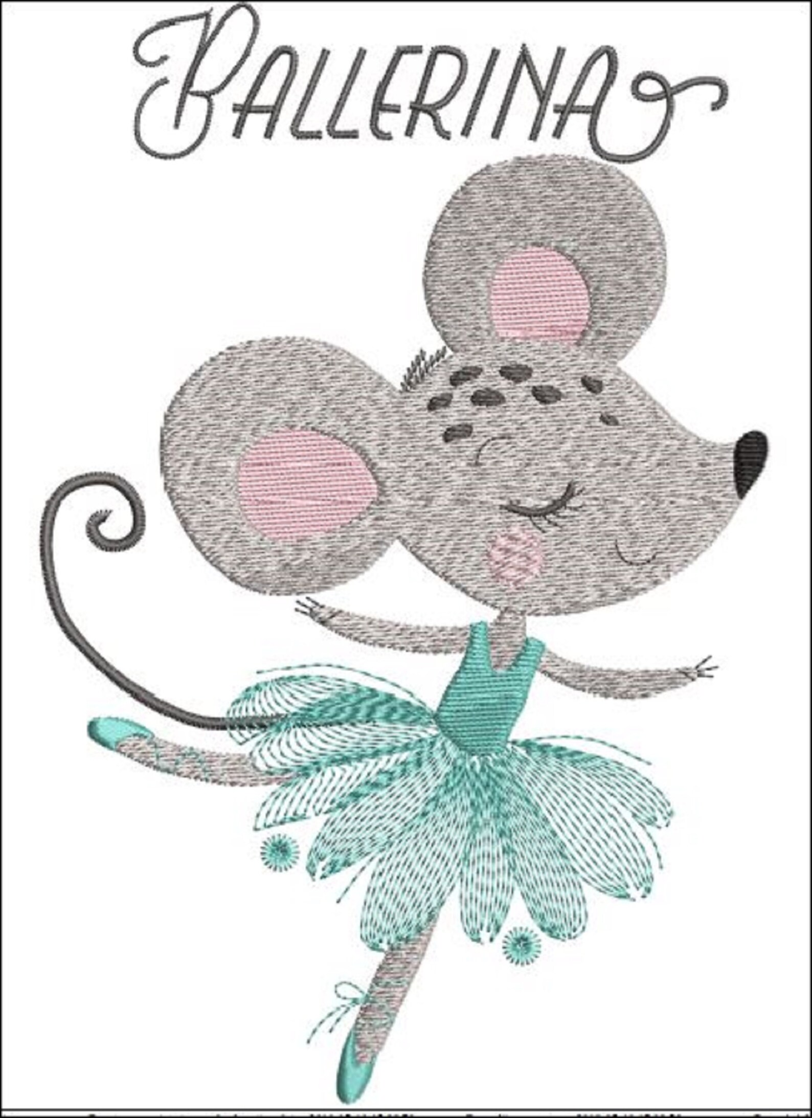 Ballerina Mouse, Embroidery File, 10x10 Frame - Etsy
