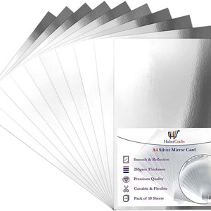 Mirror Card A4 Coloured Metallic Mirror Board Thick 250gsm Card Shiny ...