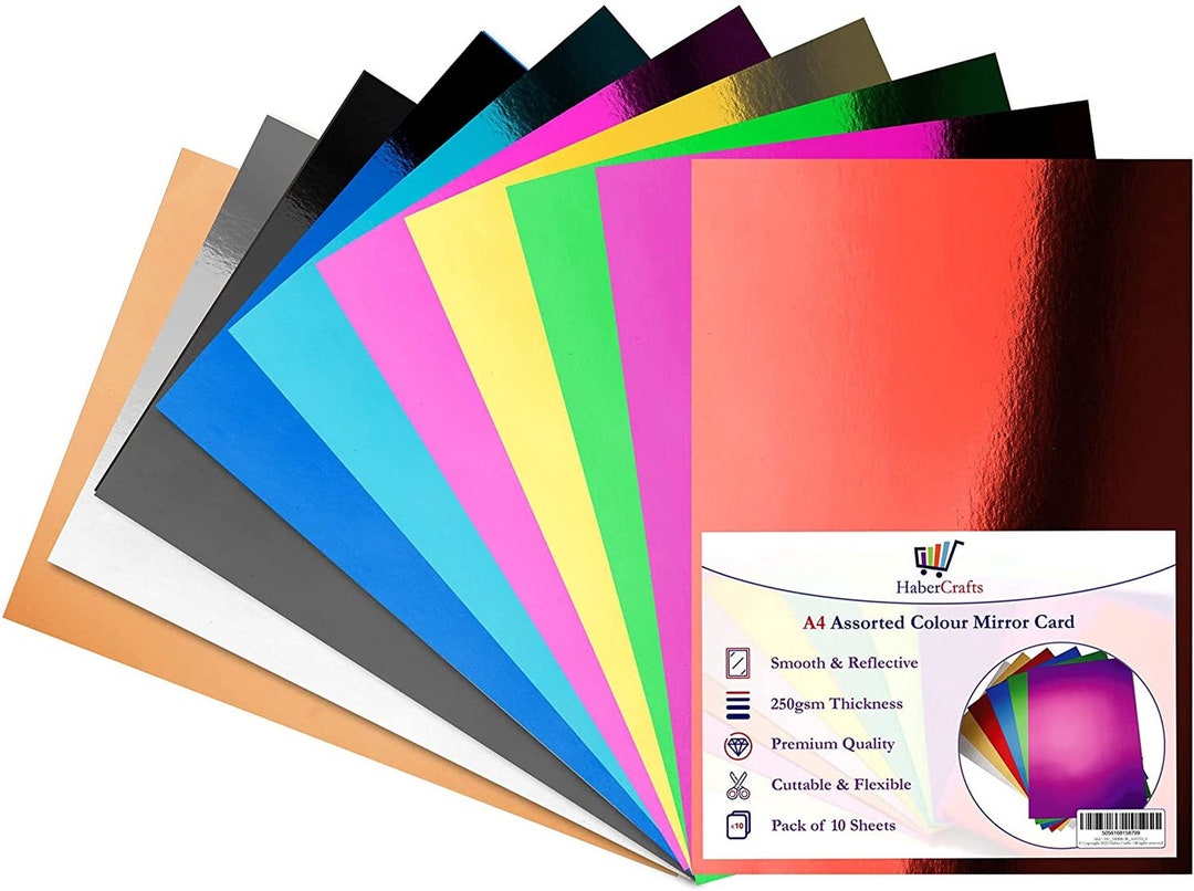 Mirror Card A4 Coloured Metallic Mirror Board Thick 250gsm Card Shiny ...