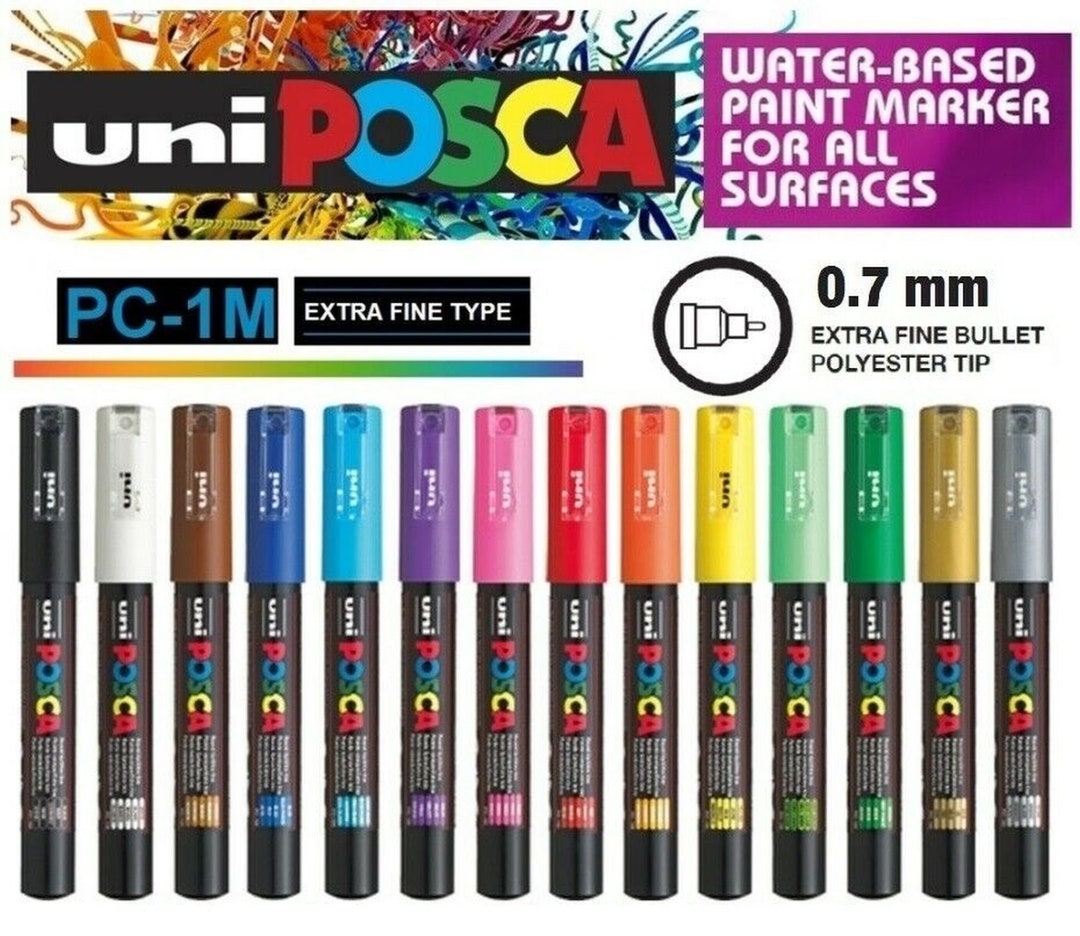 Posca PC-1M Extra Fine Paint Marker Pens 1mm Bullet Tip Nib Writes on ...