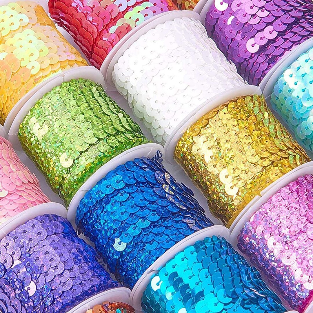 Sequin Trim Ribbon 6mm Strung Metallic Shiny Flat Sequins Spangle ...