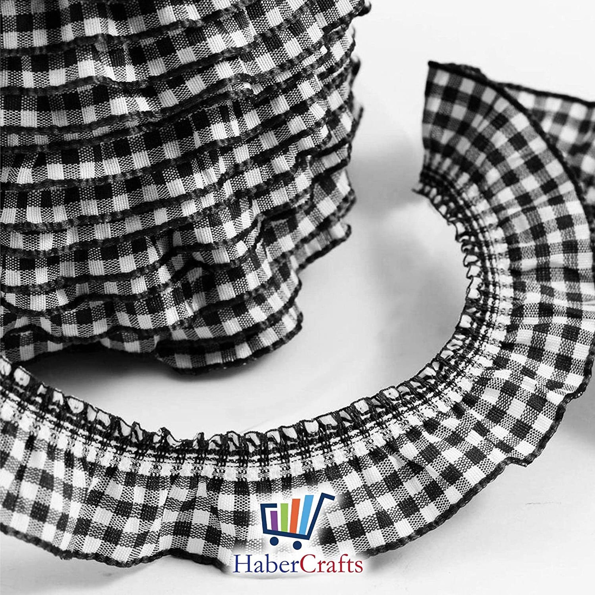 Elastic Gingham Frill Stretch Ribbon 19mm Elasticated Ruffled - Etsy