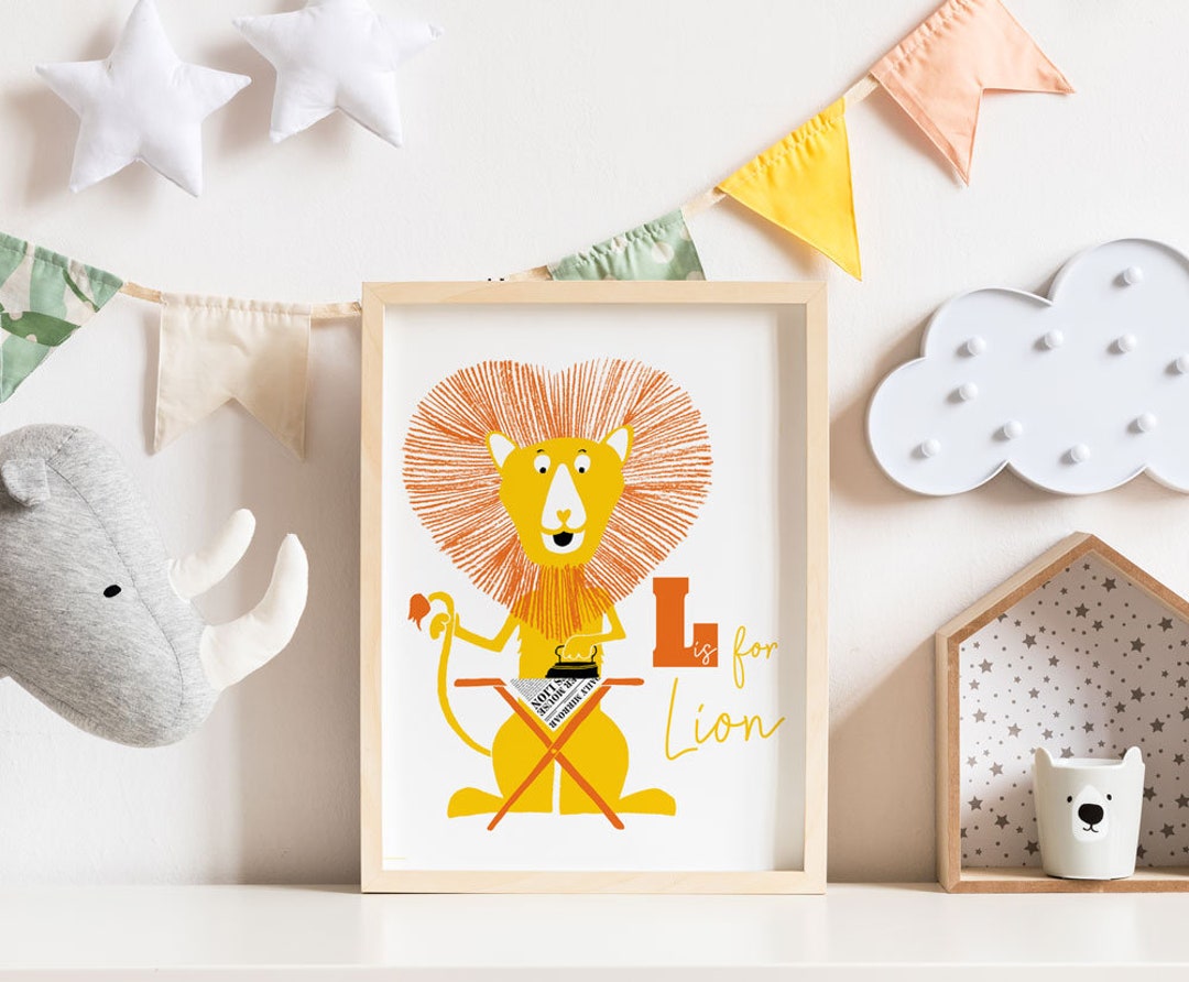 L is for Lion Screenprint Limited Edition Blue - Etsy