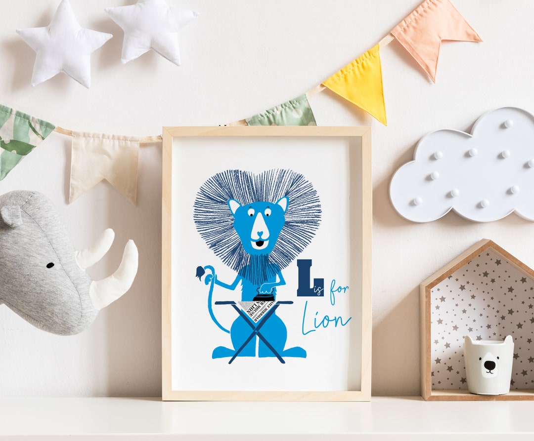 L is for Lion Screenprint Limited Edition Yellow - Etsy